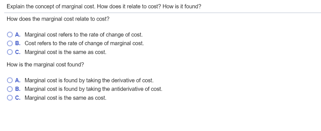 Solved Explain the concept of marginal cost. How does it | Chegg.com