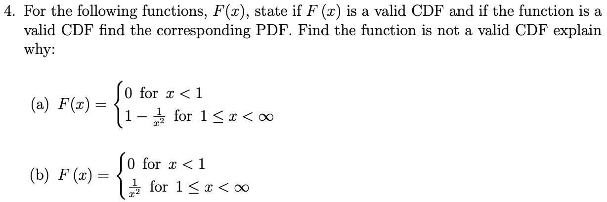 Solved For the following functions, F(x), state if F(x) is a | Chegg.com