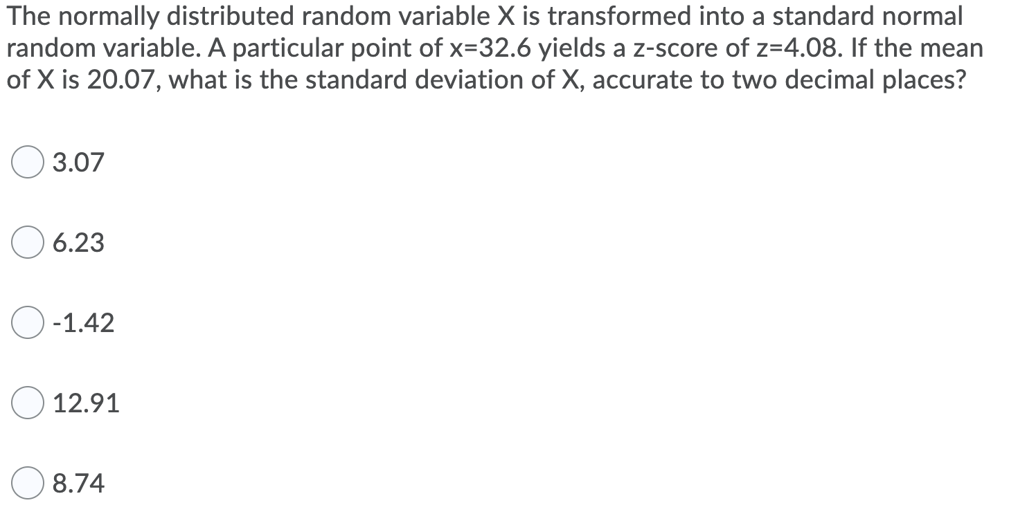 Solved The normally distributed random variable X is | Chegg.com