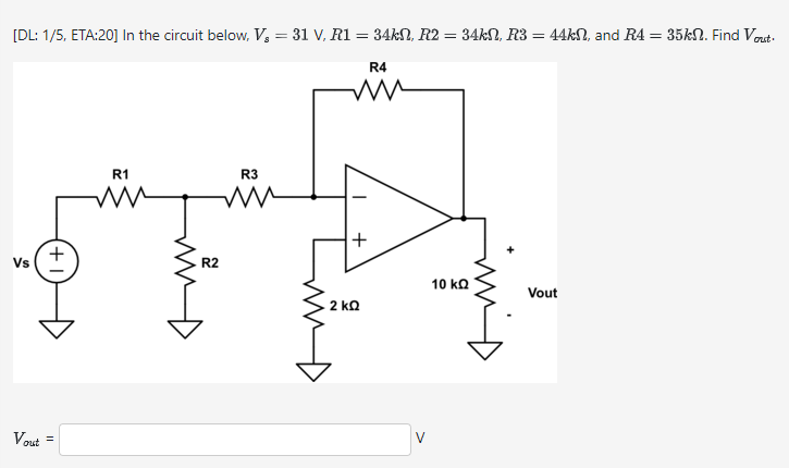 Solved [DL: 1/5, ETA:20] In the circuit below, Vs=31 | Chegg.com