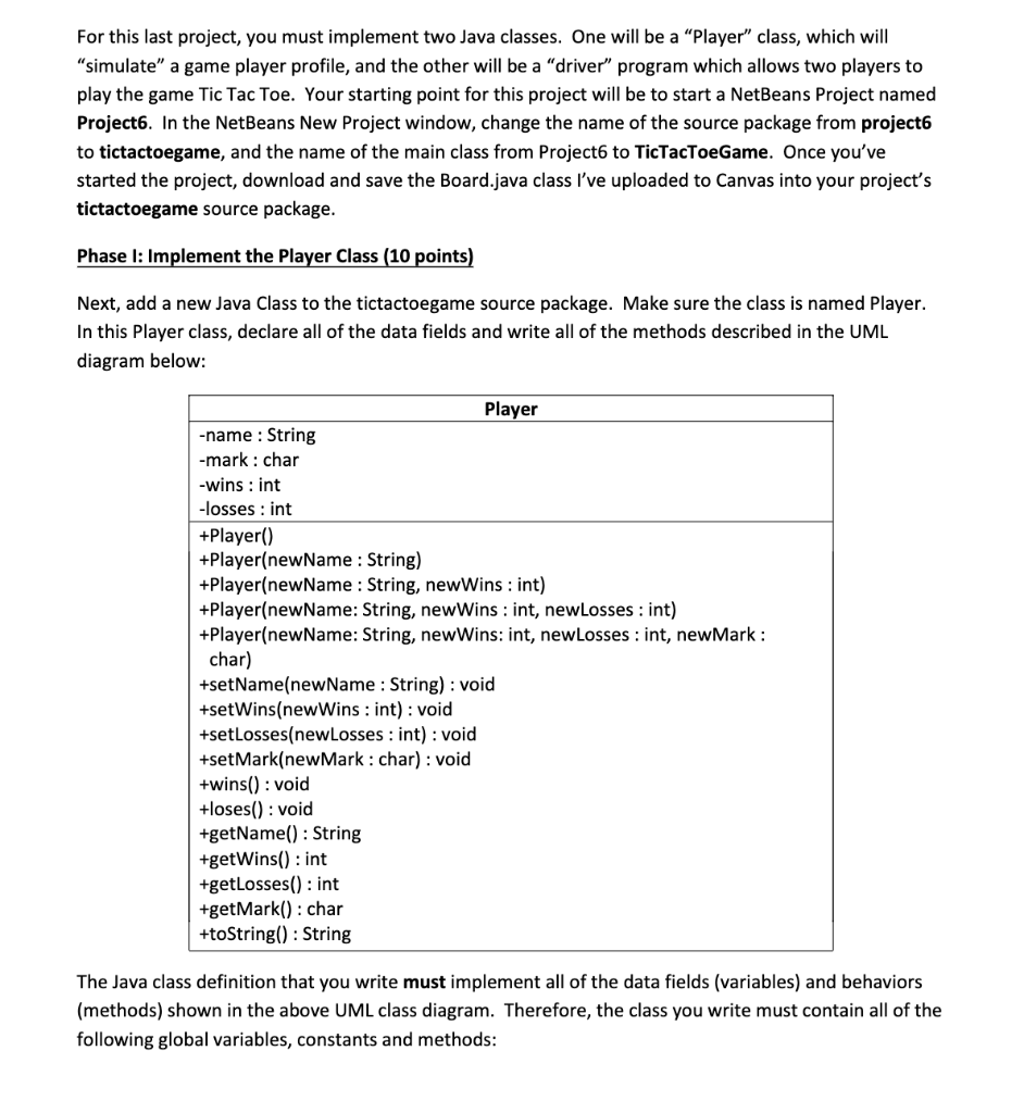 Solved For this last project, you must implement two Java | Chegg.com