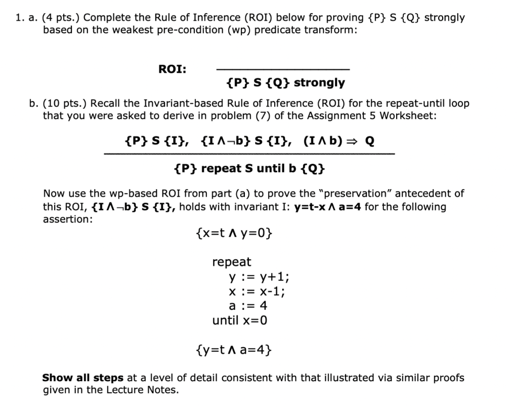 Solved a. (4 pts.) Complete the Rule of Inference (ROI) | Chegg.com