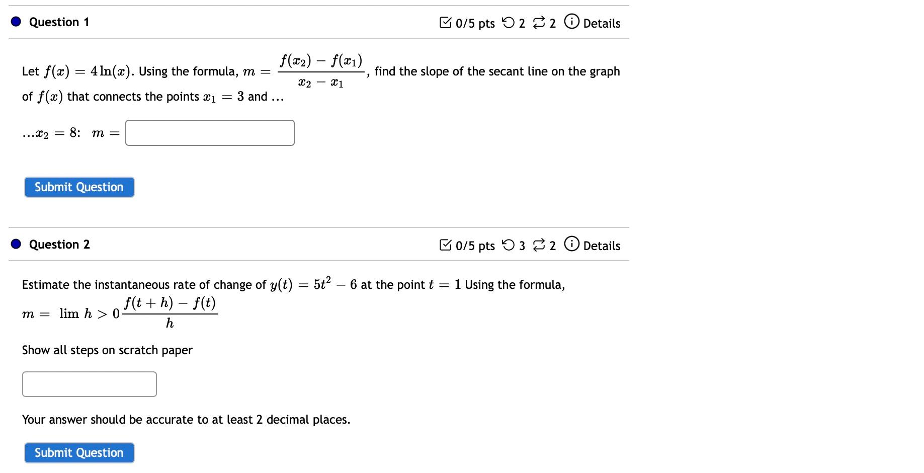 Solved Let f(x)=4ln(x). Using the formula, | Chegg.com