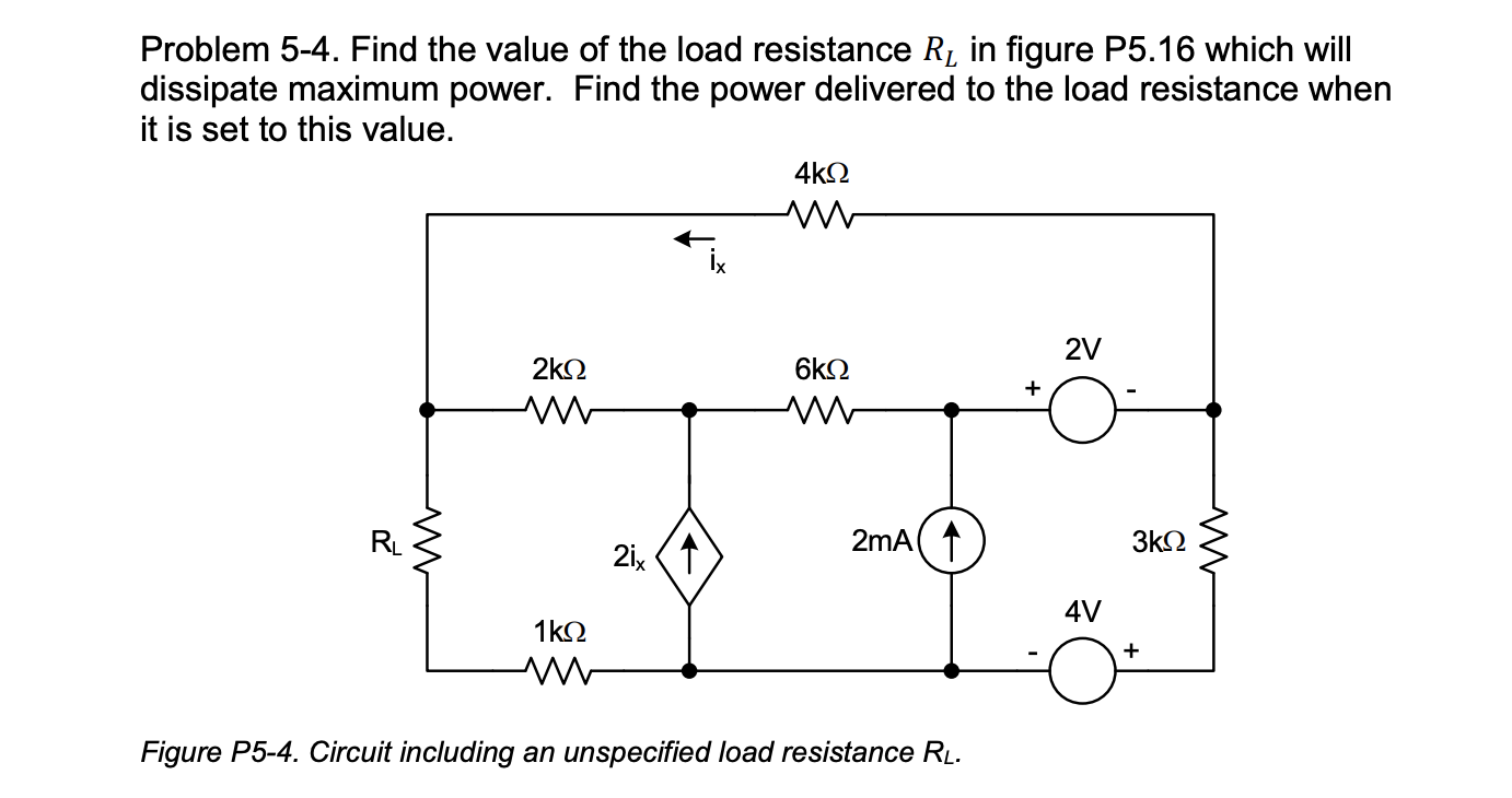 Solved Problem 5-4. Find the value of the load resistance RL | Chegg.com