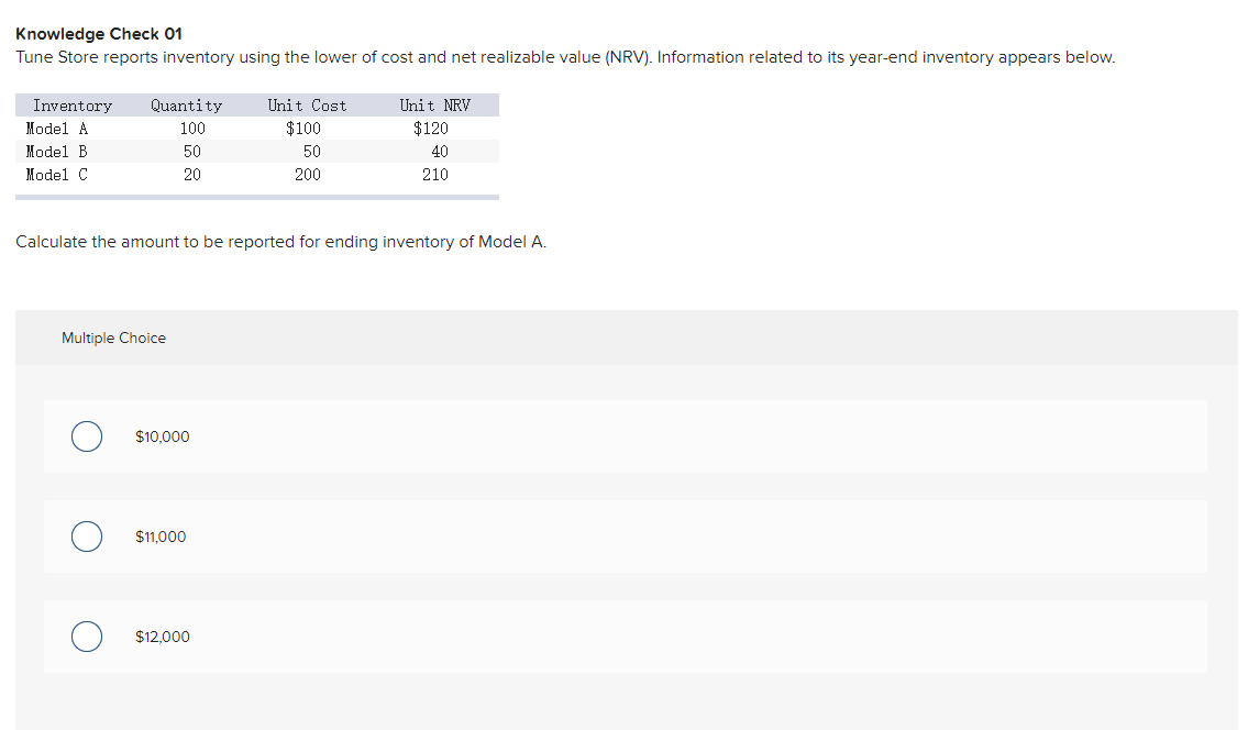 Solved Knowledge Check 01 Tune Store reports inventory using | Chegg.com