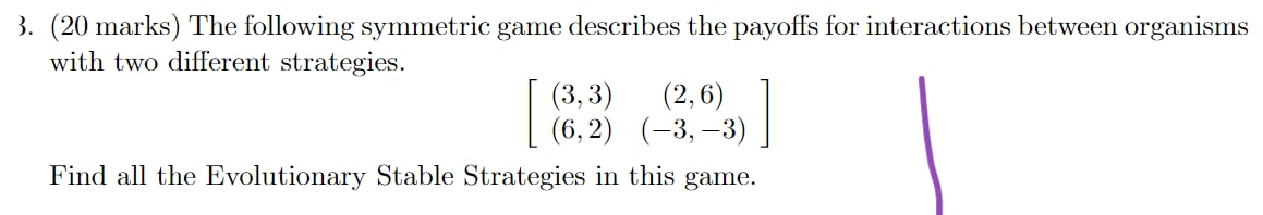 Solved 3. (20 marks) The following symmetric game describes | Chegg.com
