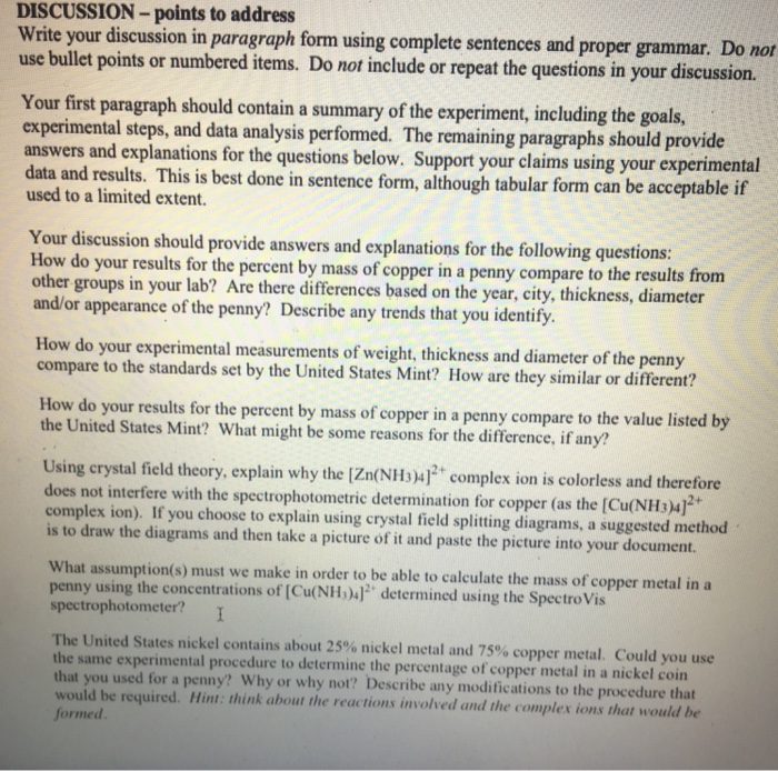 DISCUSSION- points to address Write your discussion | Chegg.com