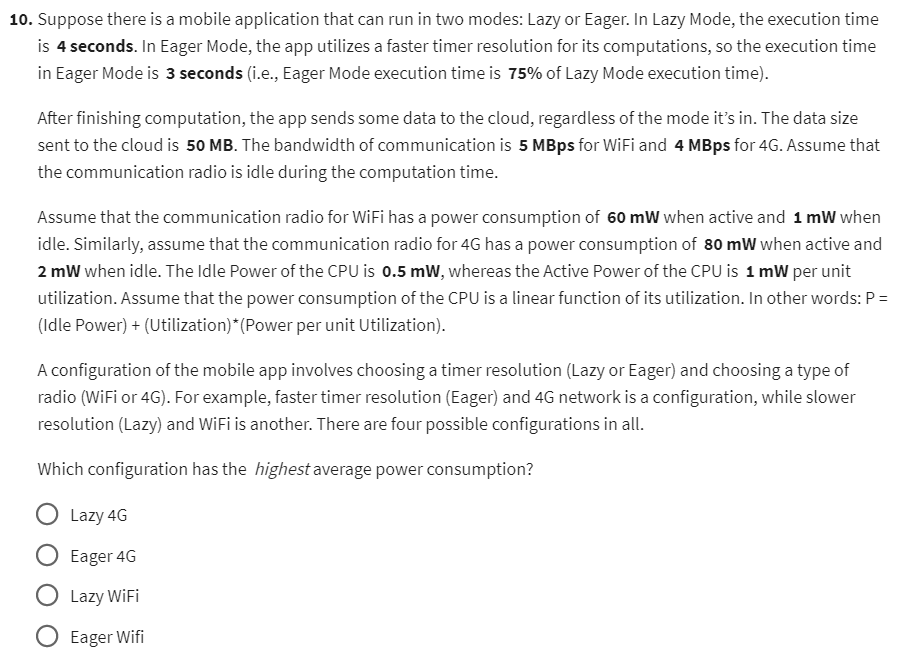 Solved 10. Suppose there is a mobile application that can | Chegg.com