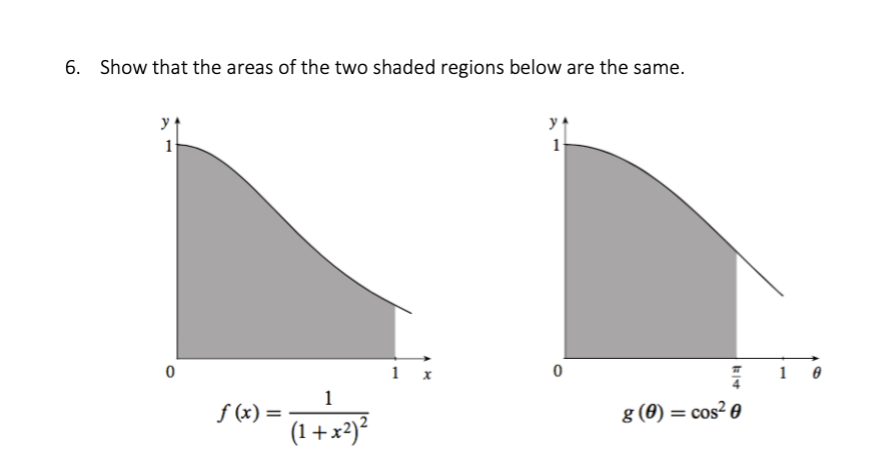 Solved 6. Show that the areas of the two shaded regions | Chegg.com