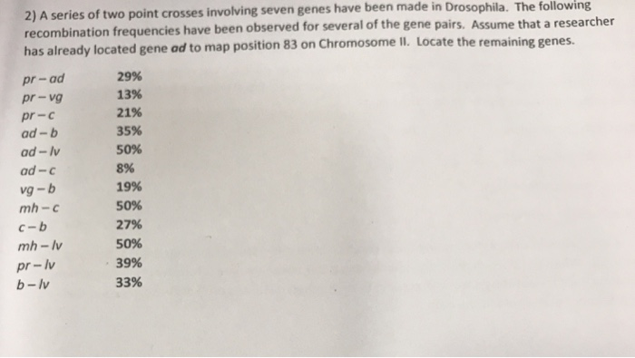 2) A series of two point crosses involving seven | Chegg.com