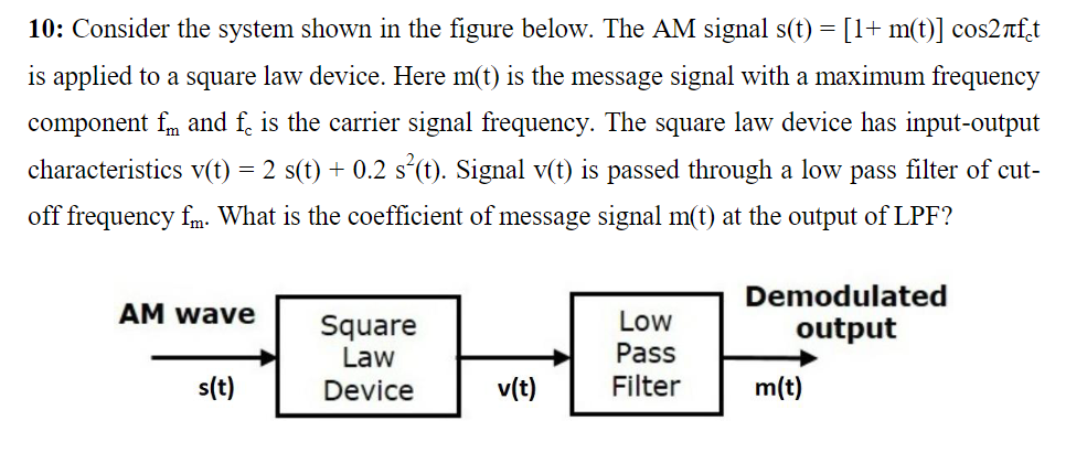 Solved 10: Consider the system shown in the figure below. | Chegg.com