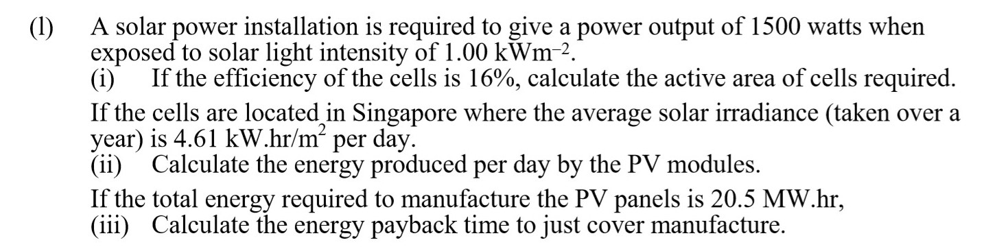 Solved A solar power installation is required to give a | Chegg.com