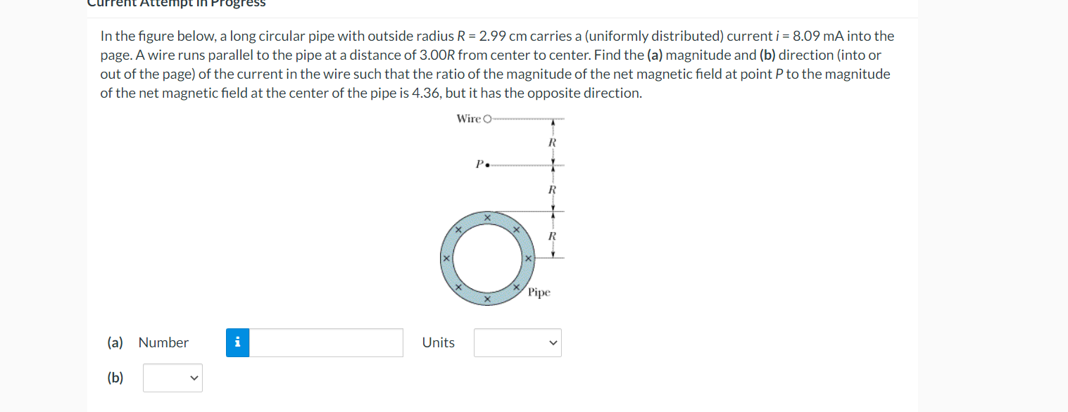 Solved in progr In the figure below, a long circular pipe | Chegg.com