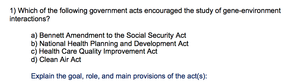 Solved 1) Which of the following government acts encouraged | Chegg.com