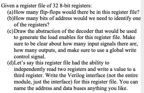 Given a register file of 32 8-bit registers: (a) How | Chegg.com