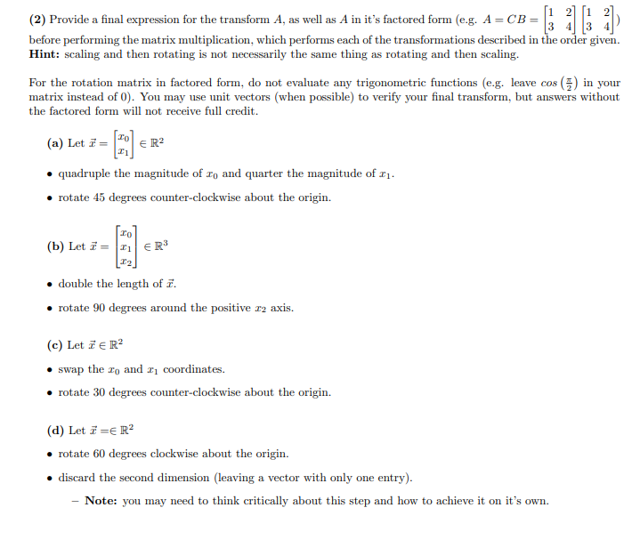 Solved (2) Provide a final expression for the transform A, | Chegg.com