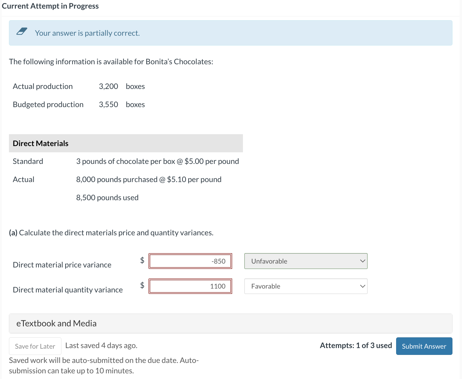 Solved Current Attempt in Progress Your answer is partially | Chegg.com