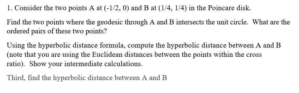 Solved 1. Consider the two points A at (-1/2, 0) and B at | Chegg.com