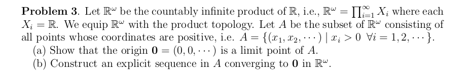 Solved Problem 3. Let Rω be the countably infinite product | Chegg.com