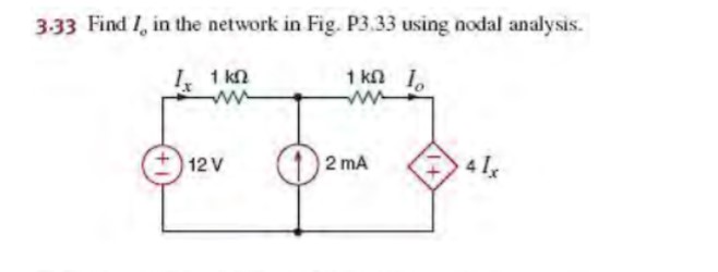Solved 3.33 ﻿Find Io in ﻿the network in ﻿Fig. P3.33 ﻿using | Chegg.com