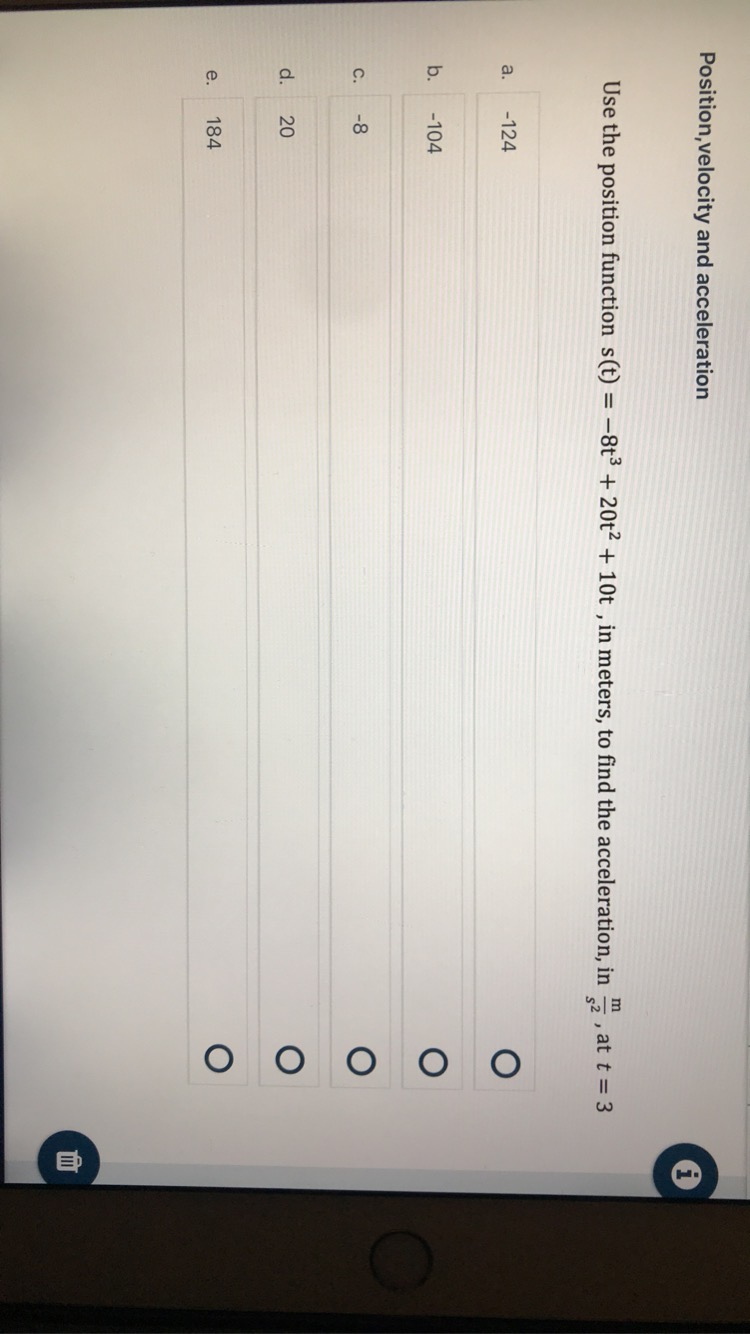 Solved Position, velocity and acceleration i Use the | Chegg.com