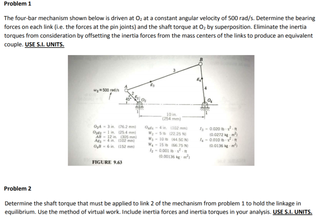Solved Problem 1 The four-bar mechanism shown below is | Chegg.com