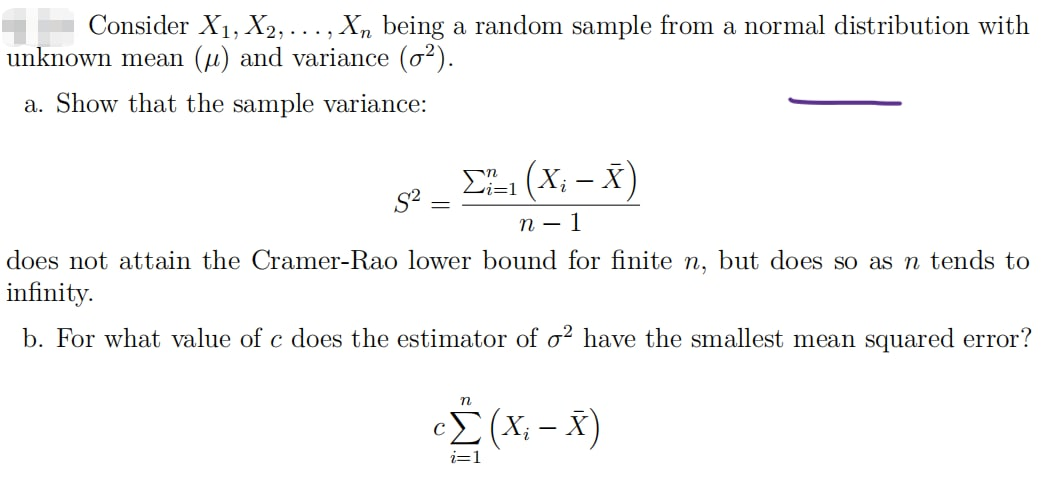 Solved Consider X1, X2, ..., Xn being a random sample from a | Chegg.com