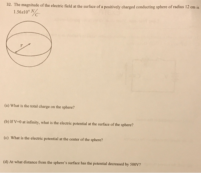 Solved 32. The magnitude of the electric field at the | Chegg.com