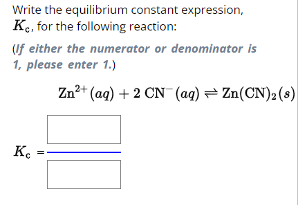 Solved Write the equilibrium constant expression, KC, for | Chegg.com