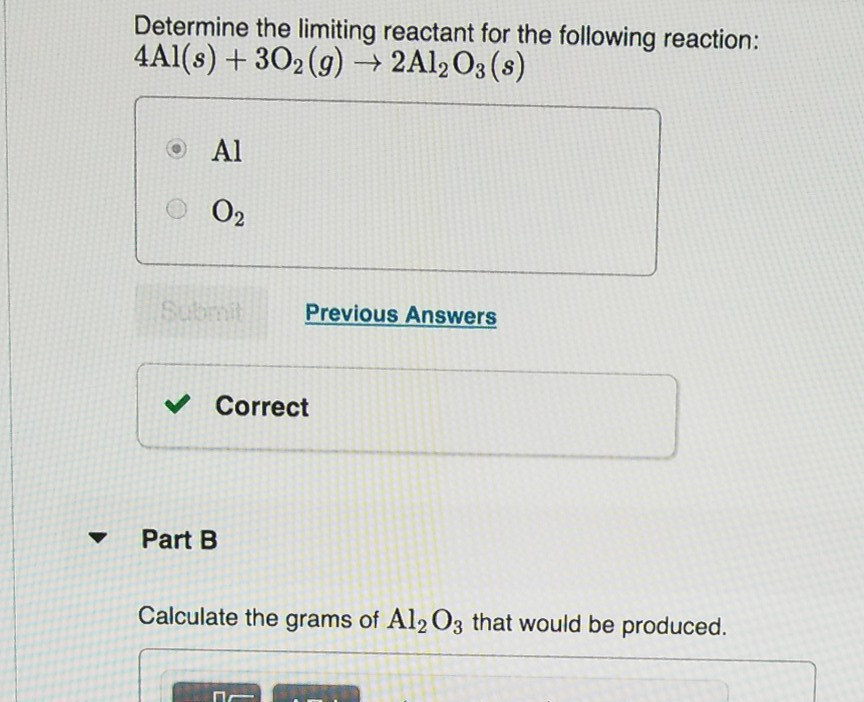 Solved Determine the limiting reactant for the following | Chegg.com