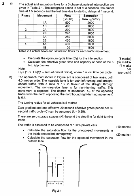 Solved a) ﻿The actual and saturation flows for a 3-phase | Chegg.com