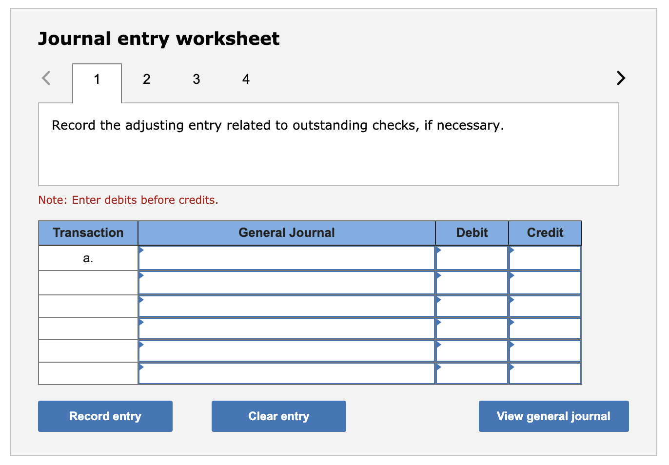 Solved Journal entry worksheet 1 2 3 4 Record the adjusting | Chegg.com