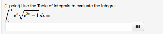 Solved (1 point) Use the Table of Integrals to evaluate the | Chegg.com