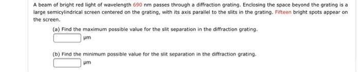 Solved A beam of bright red light of wavelength 690 nm | Chegg.com