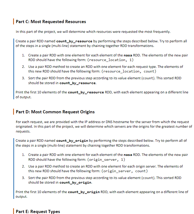 Solved |Part C: Most Requested Resources In this part of the | Chegg.com
