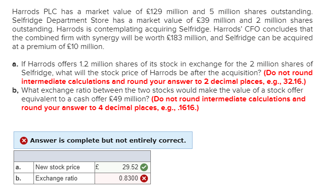 Solved Harrods PLC has a market value of £129 million and 5 | Chegg.com