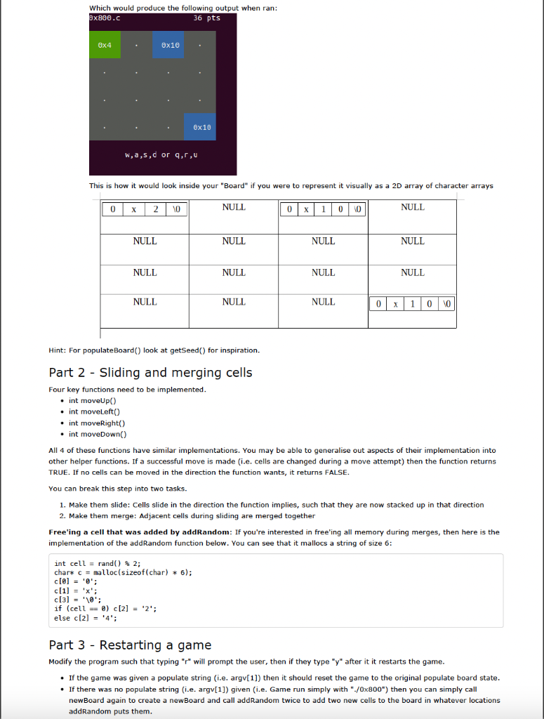 Solved #C language programming task. Making the 2048 game in | Chegg.com