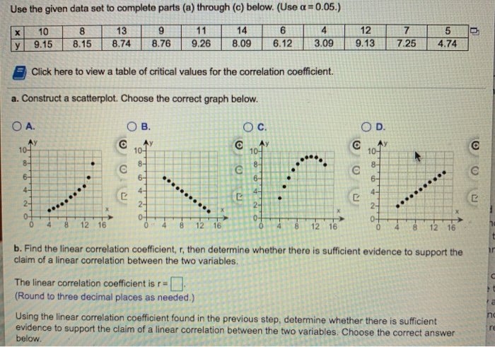 Solved Use the given data set to complete parts (a) through | Chegg.com