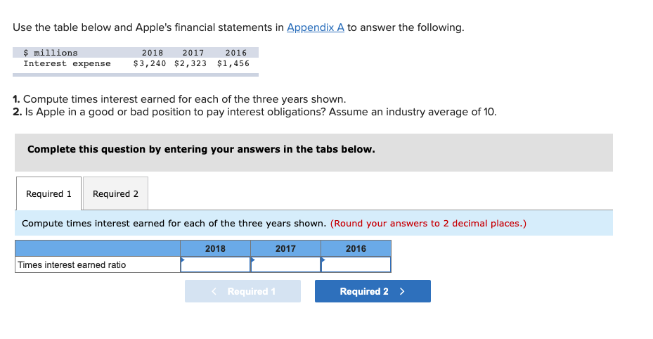 Use the table below and Apple's financial statements | Chegg.com