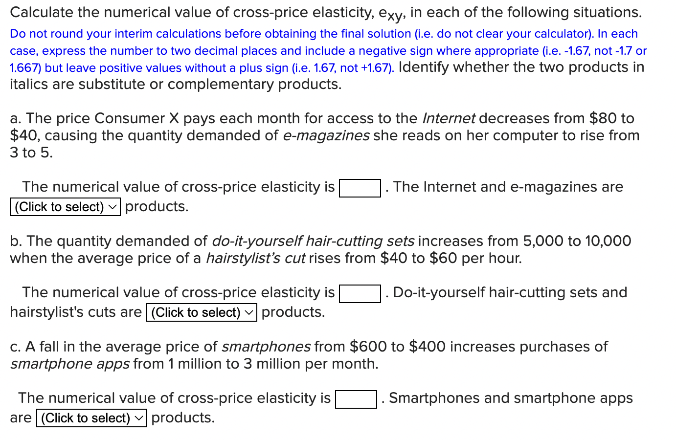 Solved Calculate the numerical value of cross-price | Chegg.com
