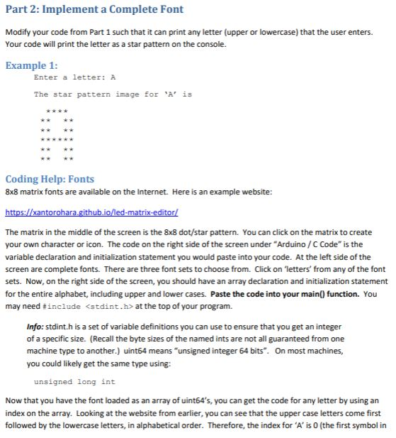 Part 1: One Character Create a program that prints | Chegg.com
