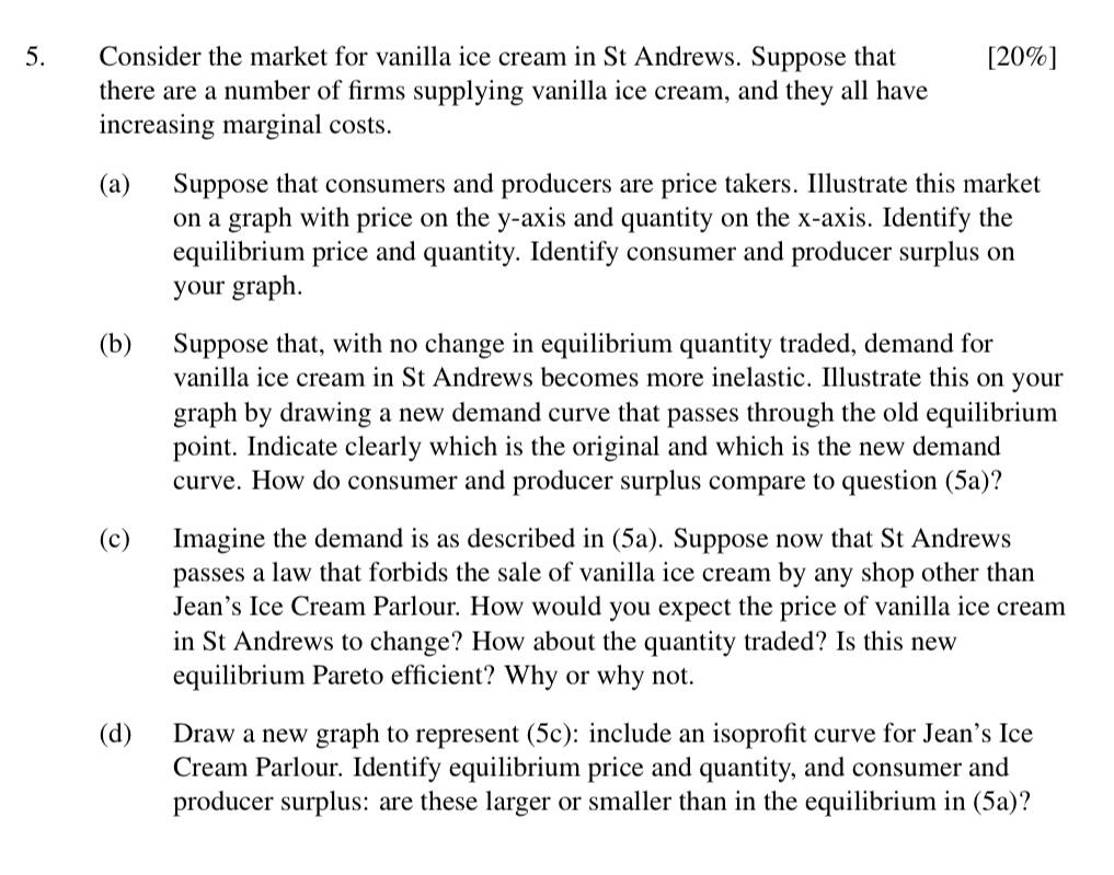 Consider the market for vanilla ice cream in St | Chegg.com