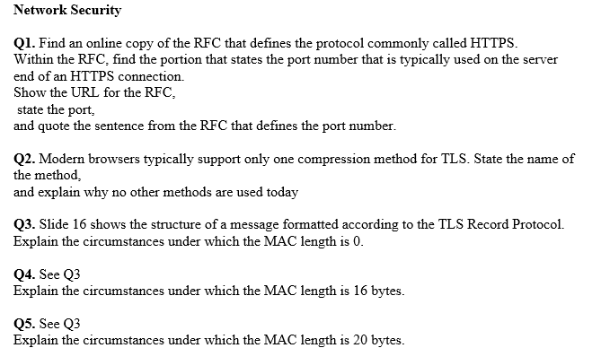 Solved Q1. Find an online copy of the RFC that defines the | Chegg.com