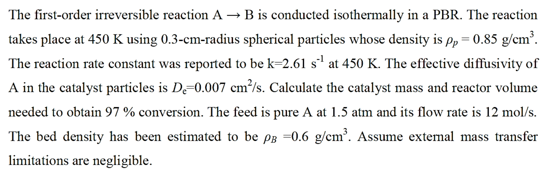 Va The First Order Irreversible Reaction A → B Is