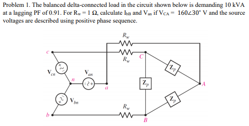 Solved Problem 1. The balanced delta-connected load in the | Chegg.com