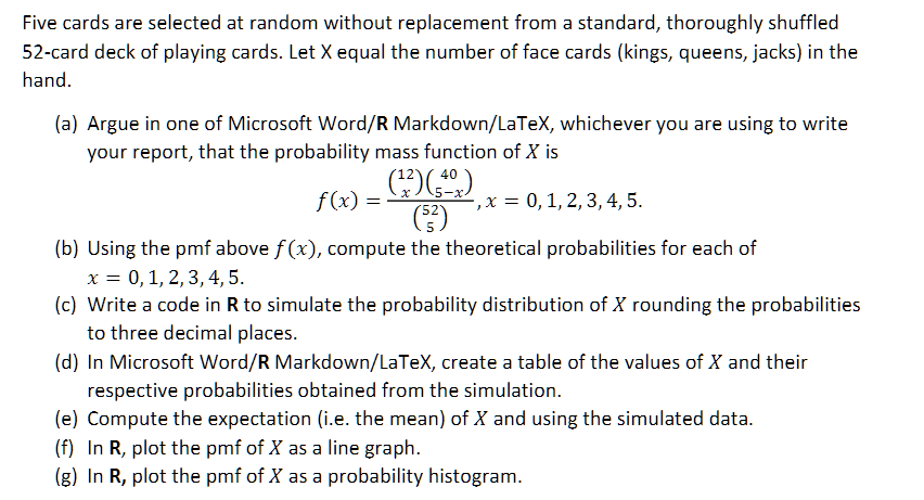 Solved Five cards are selected at random without replacement | Chegg.com