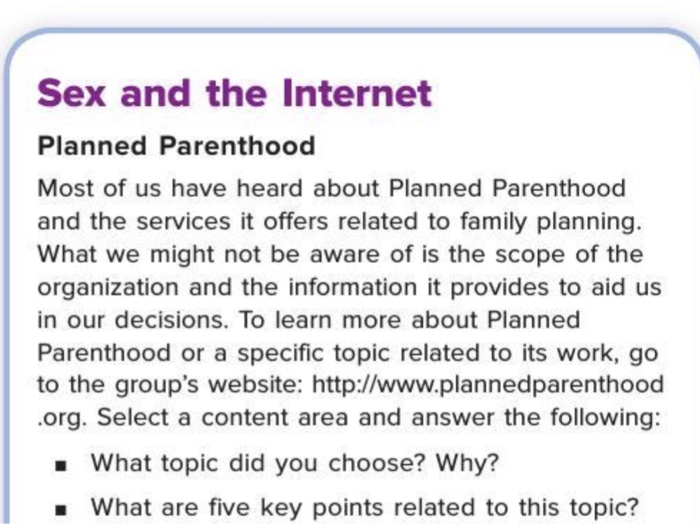 Solved Most of us have heard about Planned Parenthood and | Chegg.com