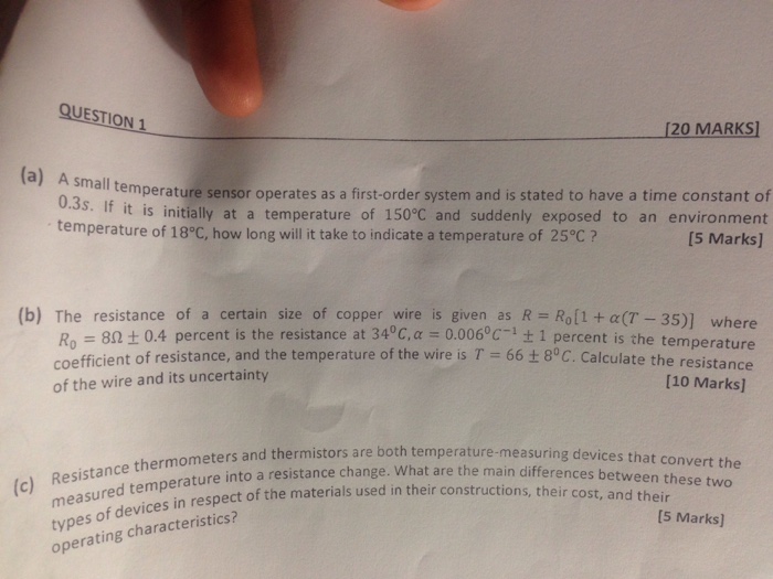 Solved QUESTION 1 [20 MARKS! (a) A small temperature sensor | Chegg.com