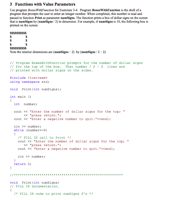 Solved 3 Functions With Value Parameters Use Program