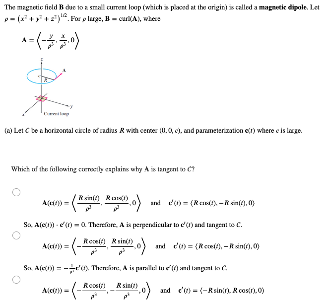 The magnetic field B due to a small current loop | Chegg.com